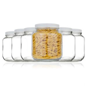 6 pack-half gallon glass mason jar wide mouth with airtight metal lid -fermenting kombucha kefir - curing pickling, storing and canning - bpa-free dishwasher safe, made in usa by kitchentoolz