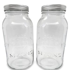 sezons 64 ounce (2 liter) 1/2 gallon mason jar wide mouth food grade - 2 pack set