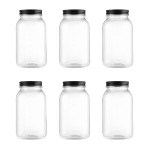 novelinks 32 oz clear plastic mason jars with lids - dishwasher safe plastic mason jars 32 oz plastic jars with lids for kitchen & household storage (6 pack) (black)