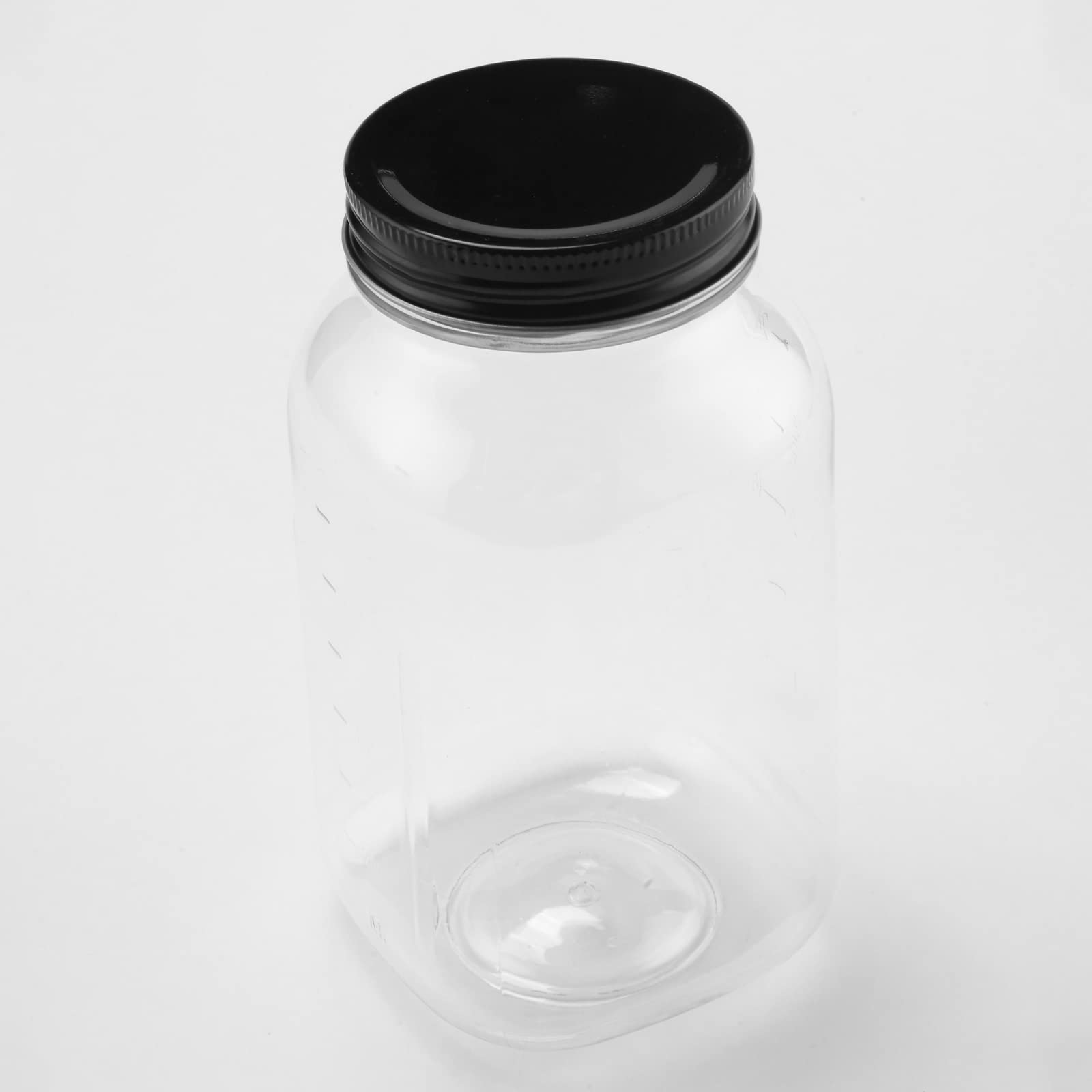 novelinks 32 OZ Clear Plastic Mason Jars with Lids - Dishwasher Safe Plastic Mason Jars 32 OZ Plastic Jars with Lids for Kitchen & Household Storage (6 Pack) (Black)