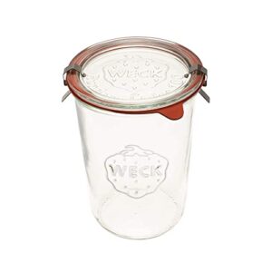 weck canning jars 743 - weck mold jar made of transparent glass - eco-friendly - food storage container with lid airtight - 3/4 liter tall 1 jar with lid and rubber gasket