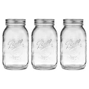 ball mason jar-32 oz. clear glass wide mouth - set of 3