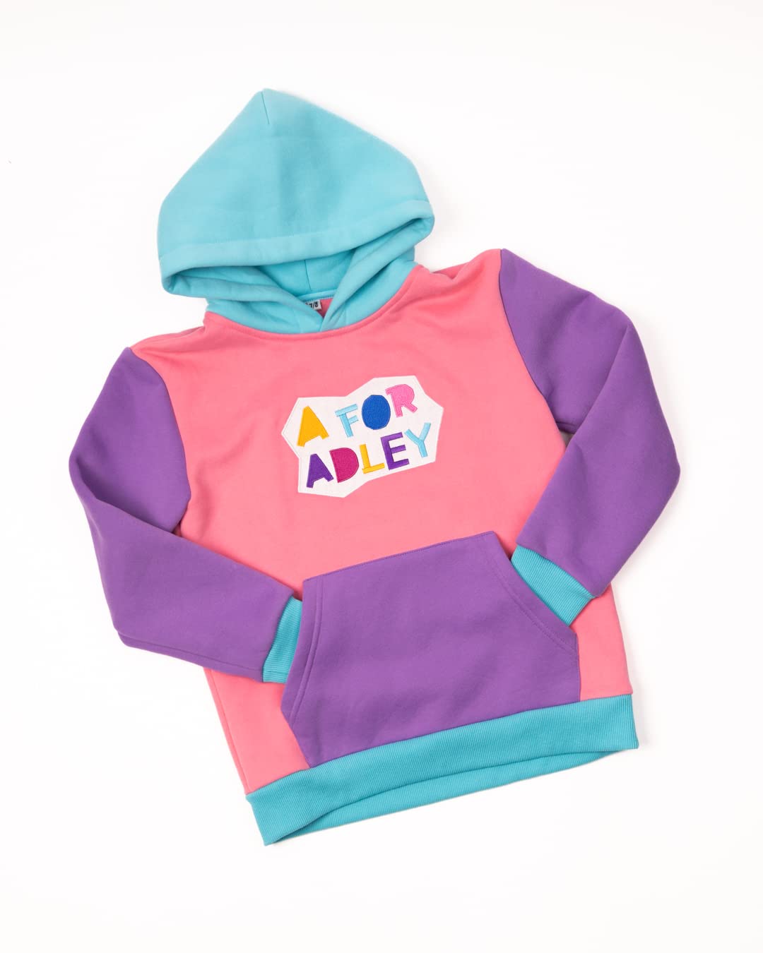 A FOR ADLEY Merch Super Soft Matching Color Block Fleece Set With Embroidered Logo on Top and Bottom (as1, alpha, s, regular)