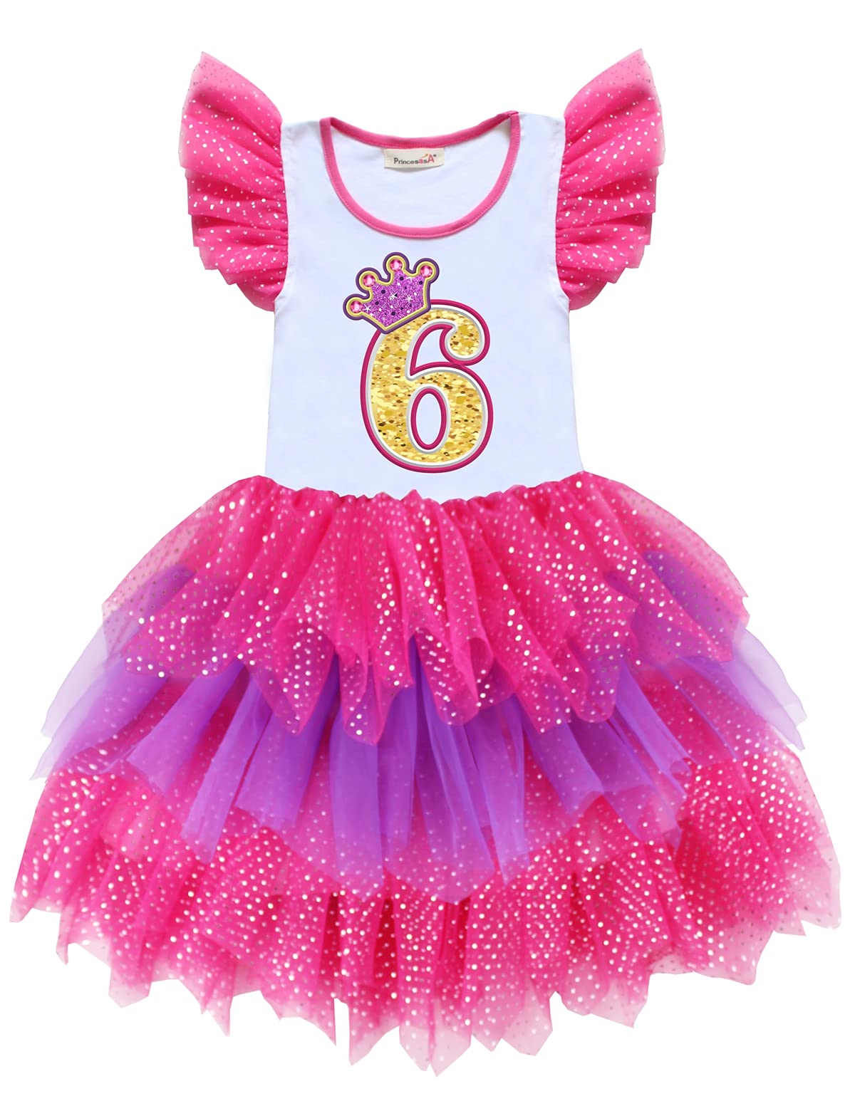 PrinceSasa Number 6#6 Summer Party Wedding Dress Kids Outfit Girls,6EDTA6,5-6 Years(Size 130)