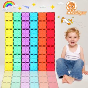 CuteTiger Mangetic Tiles, 100PCS Magnet Building Toys, Magnetic Building Set for Kids, Stacking Blocks, Perfect STEM Toys Gift for Boys and Girls