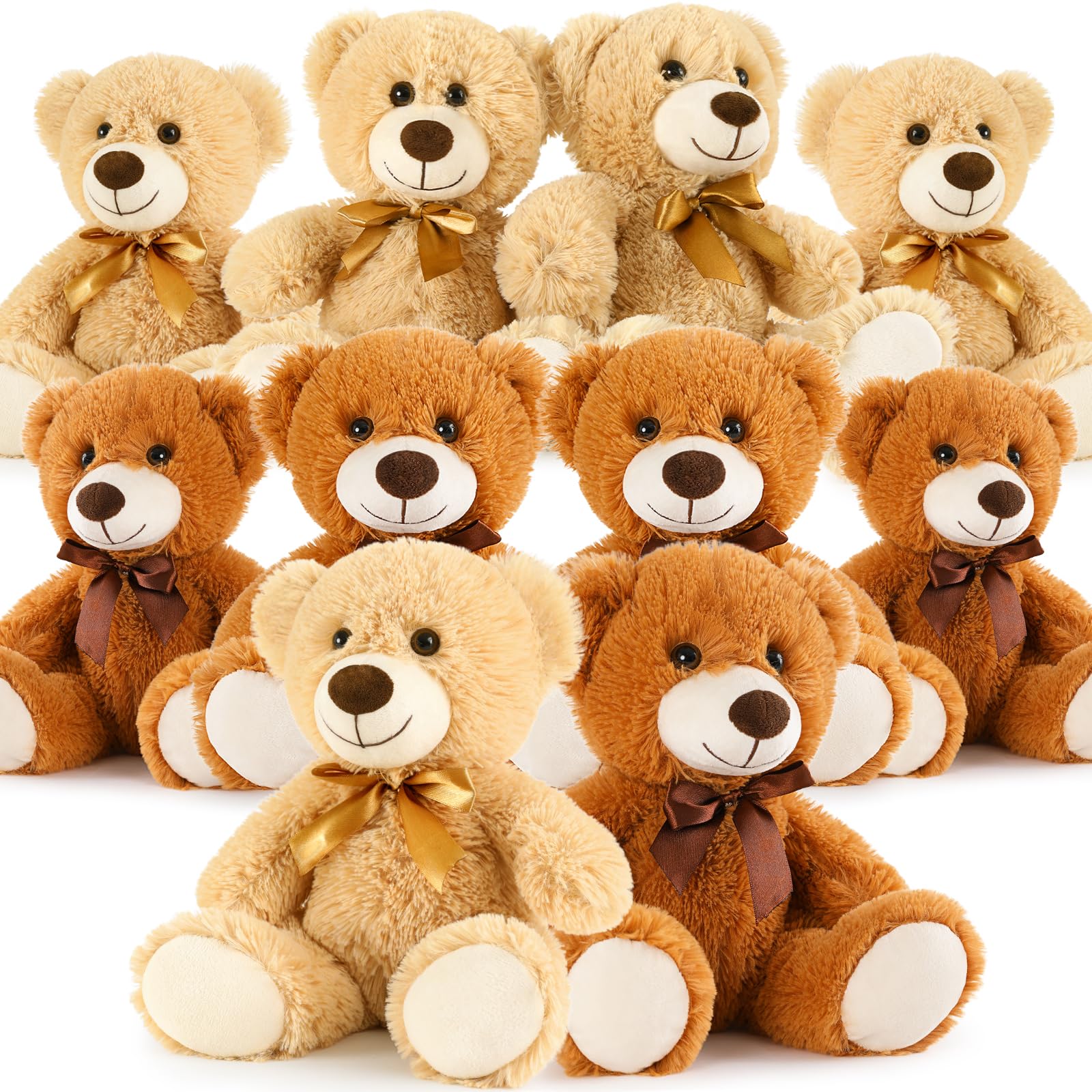 MorisMos 10 Packs Bulk Teddy Bears Stuffed Animal, Soft Teddy Bear Bulk, Small Bears Plush for Centerpiece Baby Shower, Kids