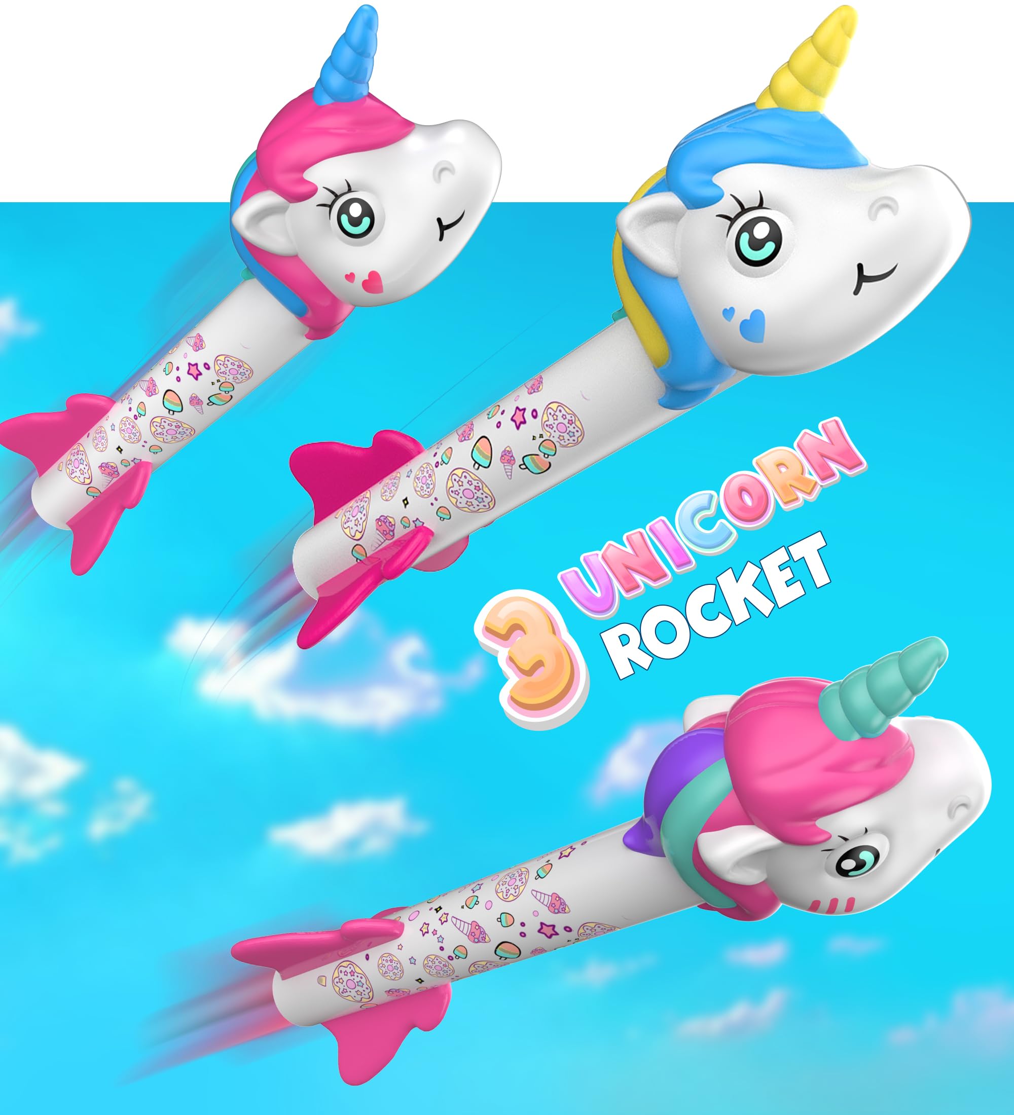 Huge Wave Unicorn Rocket Launcher for Kids, Stomping Launch up Toys, Birthday Gifts for Girls Ages 2 3 4 5 6 7 8 Years Old,Outdoor Toys