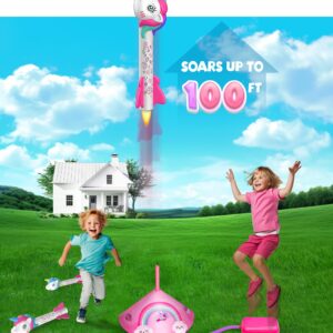 Huge Wave Unicorn Rocket Launcher for Kids, Stomping Launch up Toys, Birthday Gifts for Girls Ages 2 3 4 5 6 7 8 Years Old,Outdoor Toys