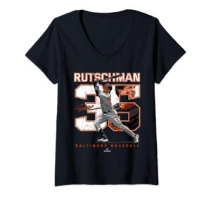 womens number and portrait adley rutschman baltimore v-neck t-shirt