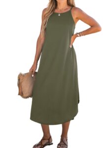 cupshe women's olive scoop neck cami dress sleeveless dresses casual summer, medium