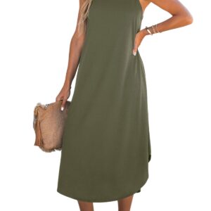 CUPSHE Women's Olive Scoop Neck Cami Dress Sleeveless Dresses Casual Summer, Medium