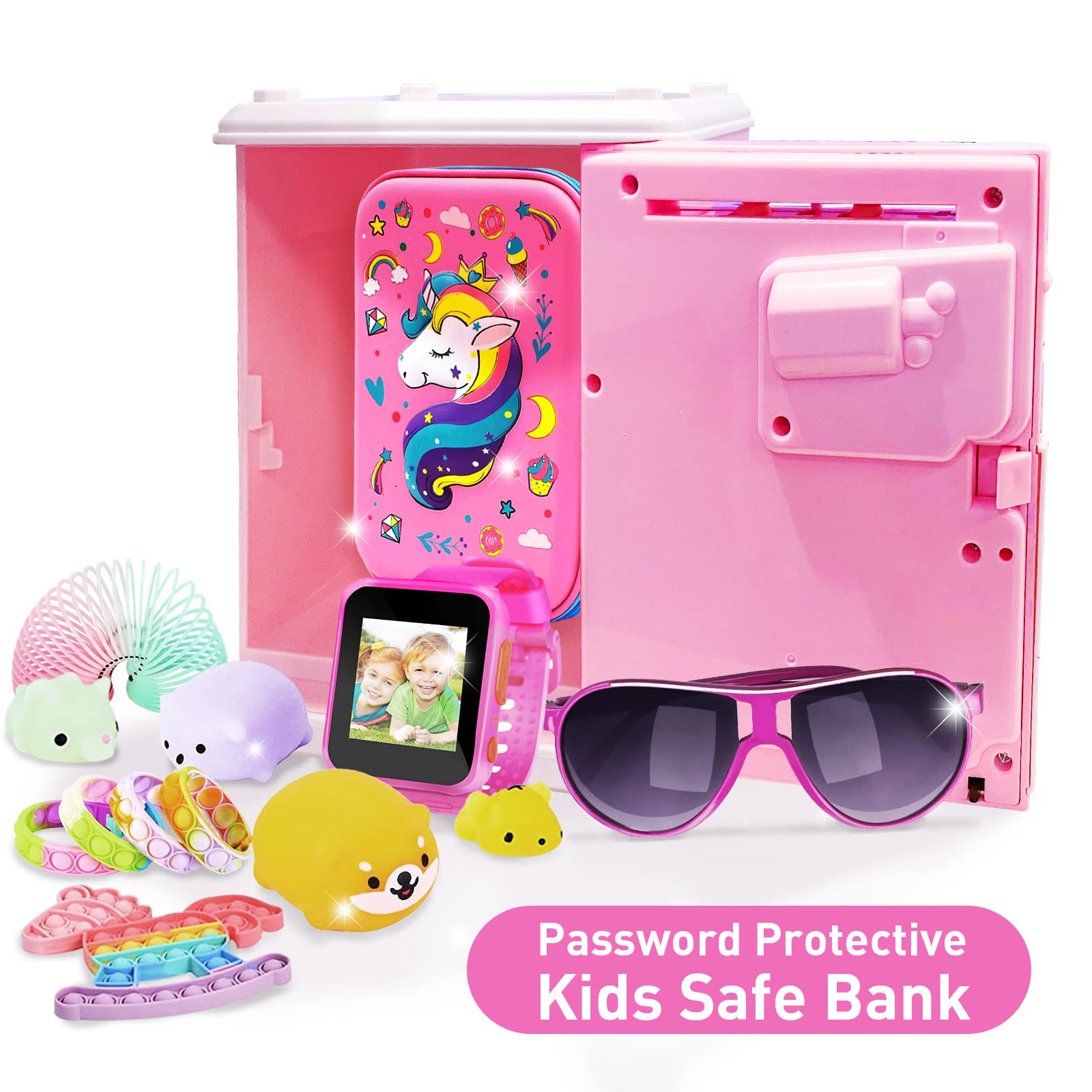 ATM Unicorn Piggy Bank for Boys Girls, Electronic Money Bank with Stickers, Kids Toys for 5 6 7 8 9 10 11 12 Year Old Boys Birthday Gifts