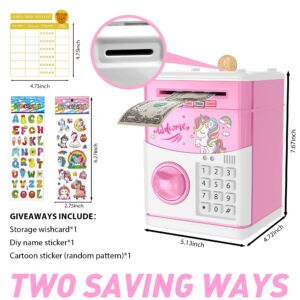 ATM Unicorn Piggy Bank for Boys Girls, Electronic Money Bank with Stickers, Kids Toys for 5 6 7 8 9 10 11 12 Year Old Boys Birthday Gifts