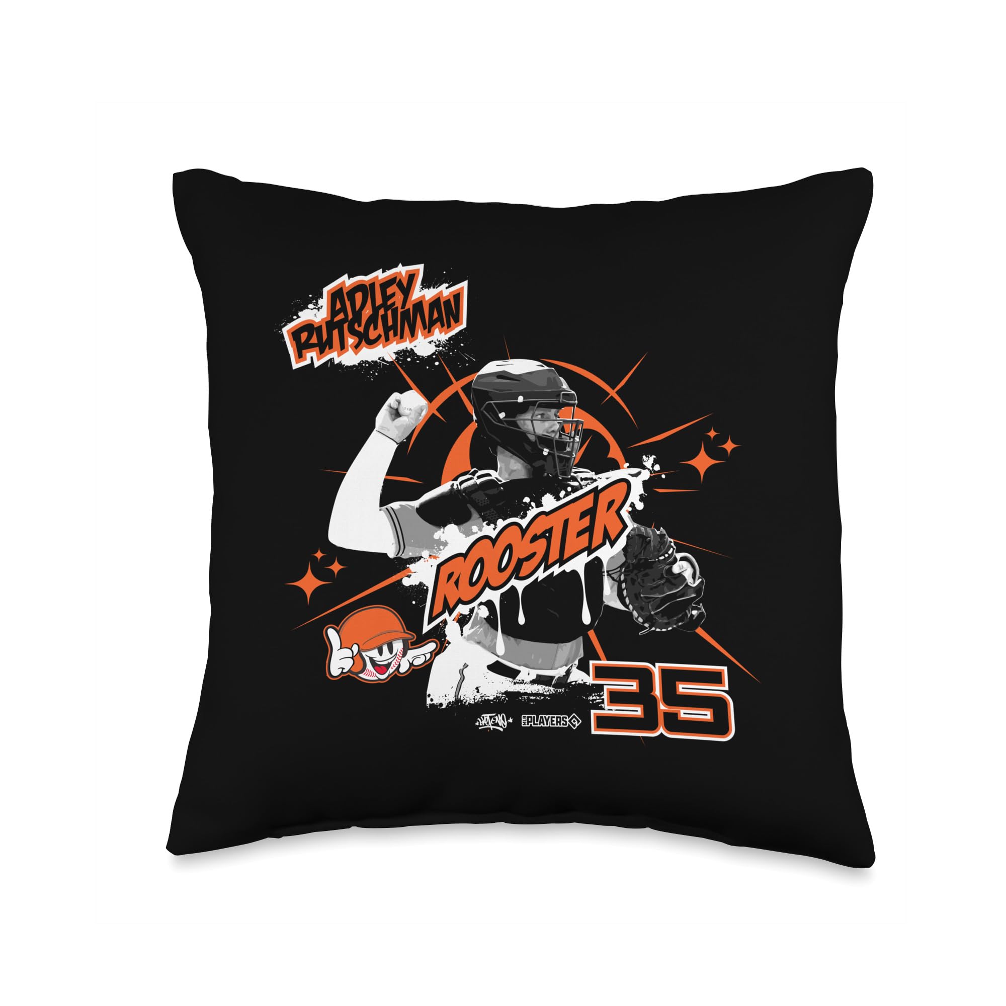 Adley Rutschman Baltimore Baseball Sket One x MLB Players Throw Pillow