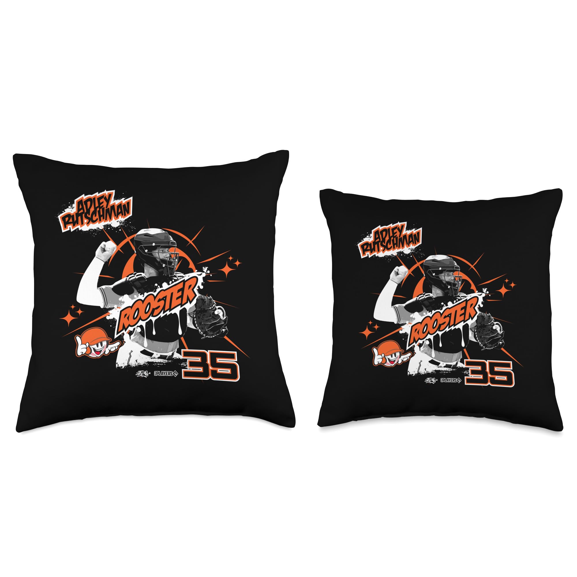 Adley Rutschman Baltimore Baseball Sket One x MLB Players Throw Pillow