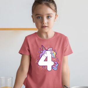 unicorn 4th birthday shirts for toddler girls outfit 4 year old fourth four shirt (5 Years, Mauve)