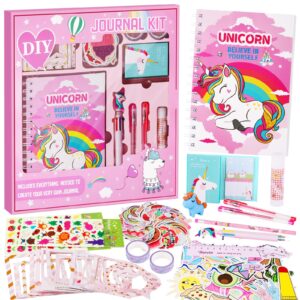 homicozy diy journal kit for girls,unicorn gifts for girls age 3-10 years old,art craft & supplies for kids age 4-10,scrapbook &diary supplies set,cute stationery,girls birthday ideas gifts toys