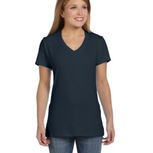 Hanes Ladies Nano-T Cotton V-Neck T-Shirt Ash Gray 3XL