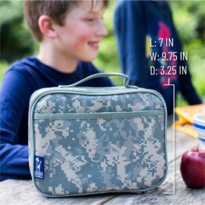 Wildkin Kids Insulated Lunch Box Bag for Boys & Girls, Reusable Kids Lunch Box is Perfect for Early Elementary Daycare School Travel, Ideal for Hot or Cold Snacks & Bento Boxes (Digital Camo)