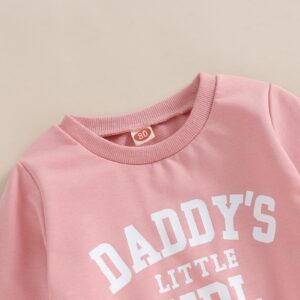 Toddler Baby Girl Clothes Long Sleeve Letter Print Sweatshirt and Stretch Jogger Pants Newborn Fall Winter Outfit (Daddys Little Girl Pink, 4-5 Years)