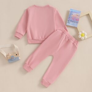 Toddler Baby Girl Clothes Long Sleeve Letter Print Sweatshirt and Stretch Jogger Pants Newborn Fall Winter Outfit (Daddys Little Girl Pink, 4-5 Years)