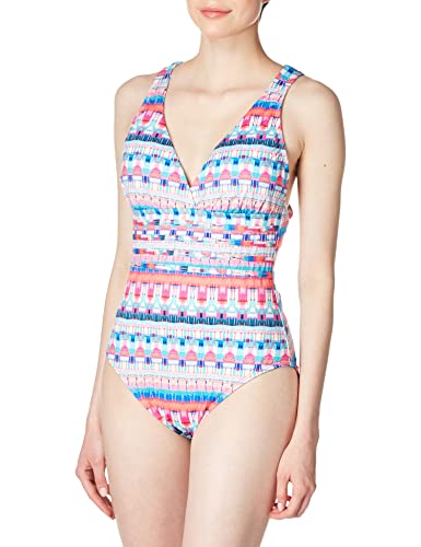 La Blanca Women's Standard Multi Strap Cross Back One Piece Swimsuit, Bird of Paradise//Global Jive, 6