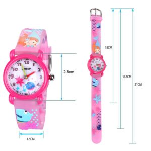 Kids Waterproof Watch, 3D Lovely Cartoon Watch for Girl and Boy-The Best Gift, Mermaid Red, strap