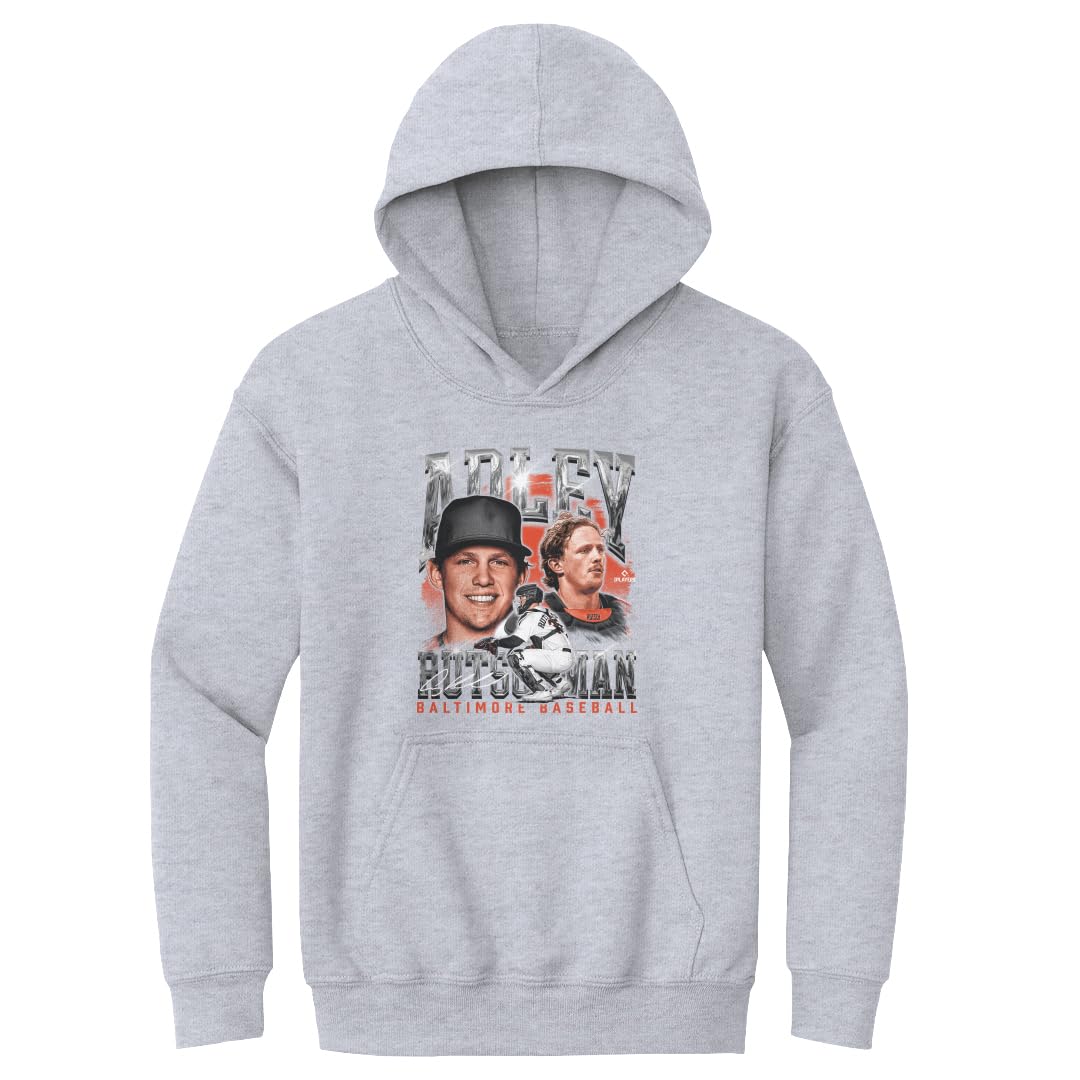 500 LEVEL Adley Rutschman Youth Sweatshirt (Youth Hoodie, Large, Gray) - Adley Rutschman Baltimore Vintage WHT