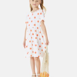 PATPAT Toddler Girl Floral Skater Multipack Dresses 3-Pack Polka Dots Short Sleeve Priness A-line Dress 5-6 Years