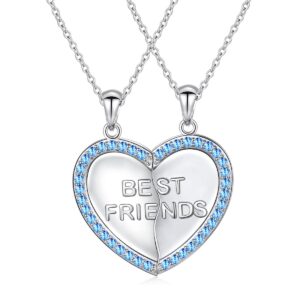 daochong s925 sterling silver best friend bestie stitch necklaces heart 2 piece gifts women teen friendship bff pendant set