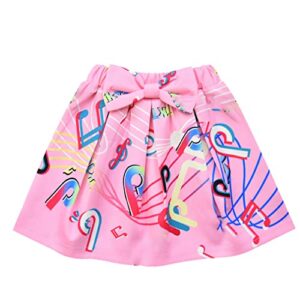 D.O.T 3pcs Tic Toc Girl Skirt Sets T Shirt Top Bowknot Skirt with Bag Outfits (Pink, 2-3T)