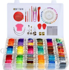 embroidery floss cross stitch threads string kits with organizer storage box included 108pcs colorful friendship bracelets floss with number stickers&floss bobbins &110 pcs cross stitch tool kits