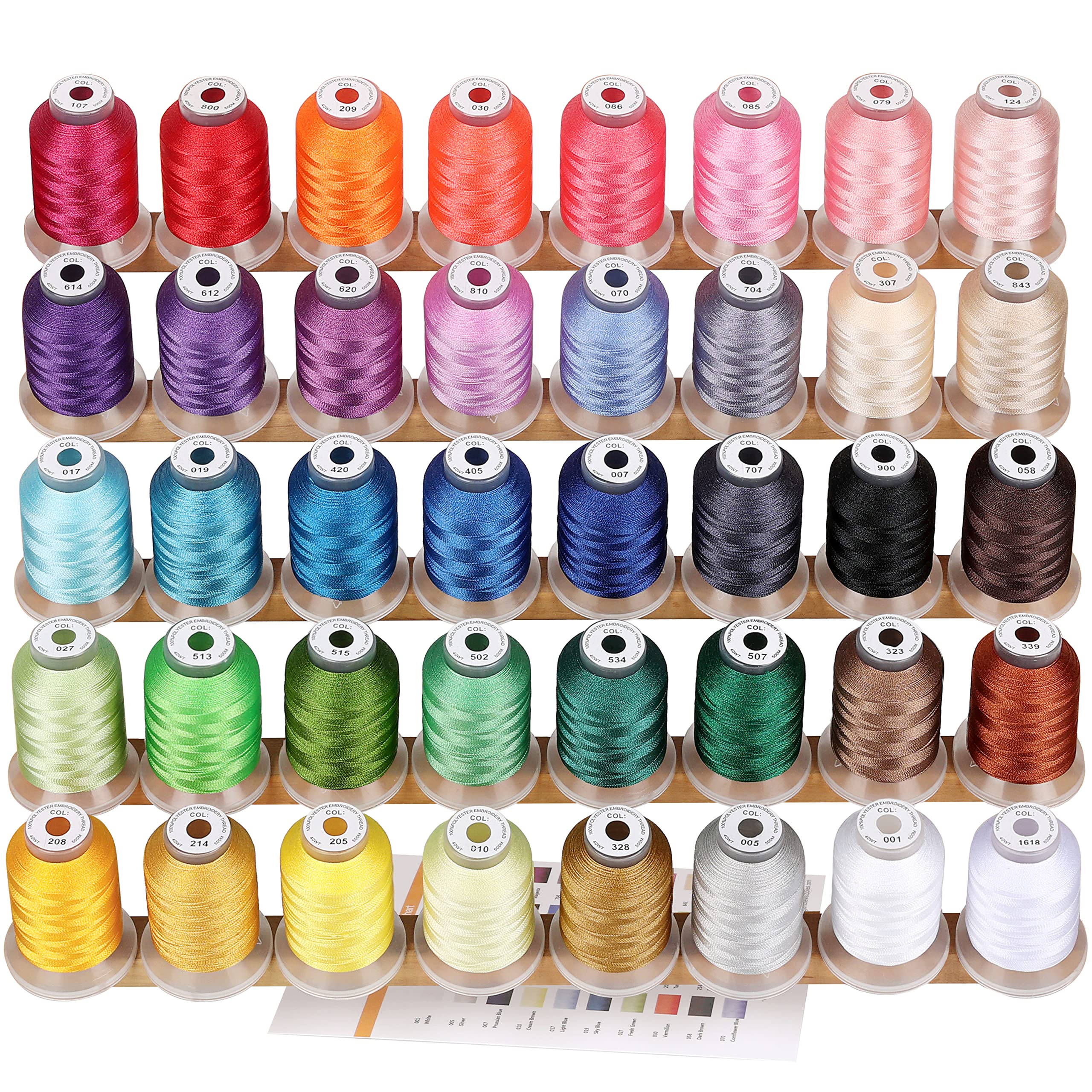 40 Brother Colors Polyester Machine Embroidery Thread Kit 500M