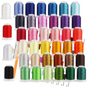 new brothreads 40 colors 100% polyester machine embroidery thread 550yd with thread nets - compatible for home-based embroidery sewing machine