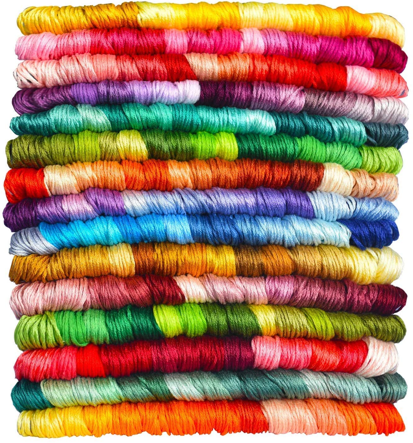 14 Skeins Rainbow Color Embroidery Floss- Cross Stitch Threads - Friendship Bracelets Floss - Crafts Floss, Light Desert Sand Gradient