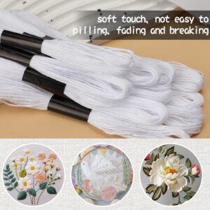 10 Skeins White Embroidery Floss, 8m White Cotton Embroidery Floss-Cross Stitch Thread, Embroidery Thread Floss Set, Stitch Threads Polyester Thread Friendship Bracelets Thread