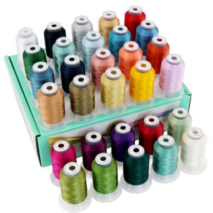 new brothread 30 colors polyester embroidery machine thread kit 500m (550y) each spool - colors compatible with janome and robison-anton colors - assortment 2