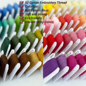 Embroidery Floss,52 Rainbow Colors Hand Embroidery Thread on Bobbins,Friendship Bracelet String,Cross Stitch Supplies,Threads for Bracelets Making,Craft Strings Kit,Beginners Yarn Kits