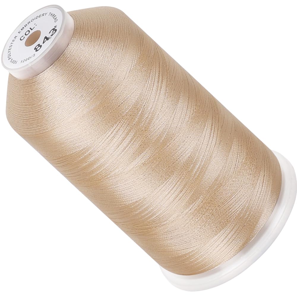 New brothread - Single Huge Spool 5000M Each Polyester Embroidery Machine Thread 40WT for Commercial and Domestic Machines - Beige