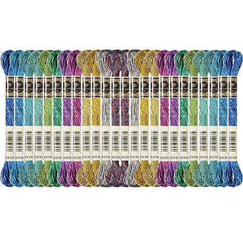 24 Pieces Metallic Embroidery Floss Multicolor Embroidery Skein Threads Glitter Embroidery Thread Cross Stitch Polyester Thread for Friendship Bracelets DIY Embroidery Thread Crafts