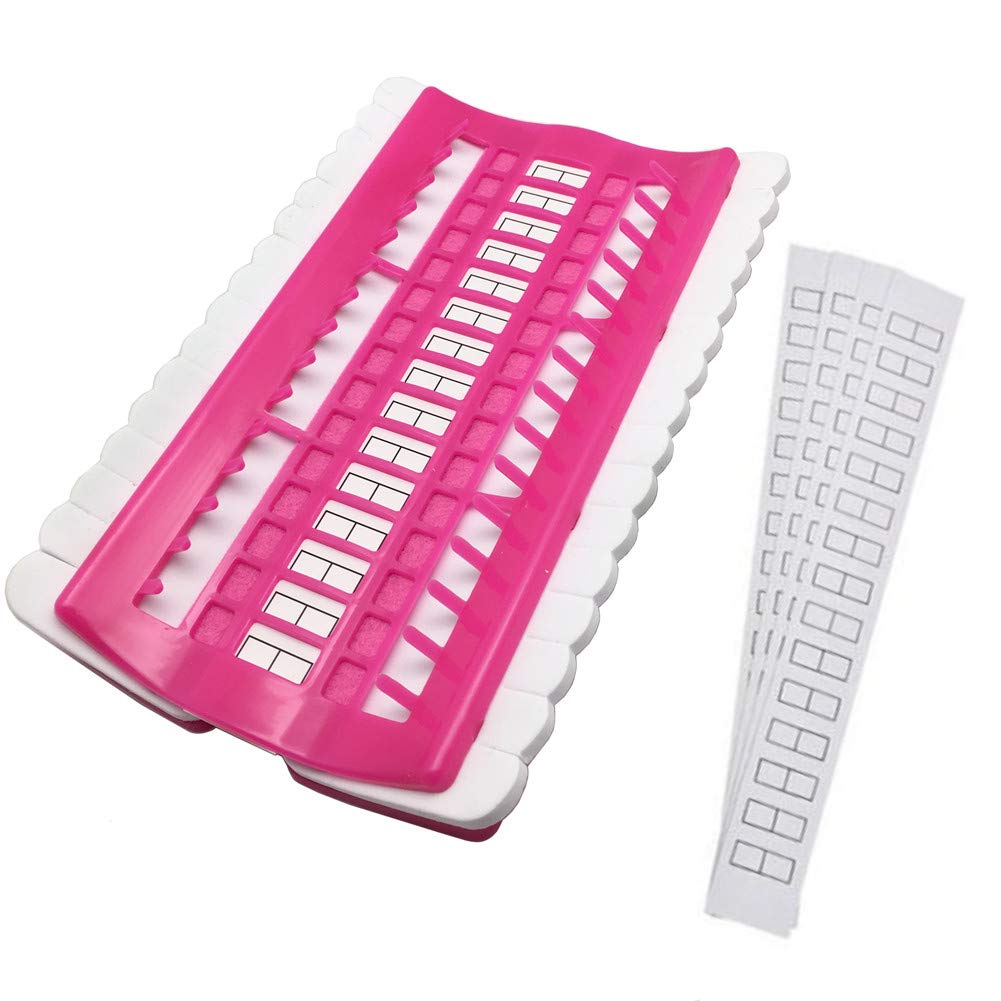 Fbshicung 30 Positions Floss Organizer Embroidery Shelf Thread Organizers for Cross Embroidery Thread Holder with 4Pcs Replaceable Paper Card Needle Holder (Rose)