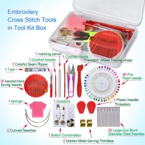 218pcs+ Embroidery Floss Cross Stitch Threads,Bracelet String Kit with Organizer Storage Box-Included 110pcs Friendship Bracelet Craft Floss,100pcs More Cross Stitch Tools Embroidery Kit for beginners