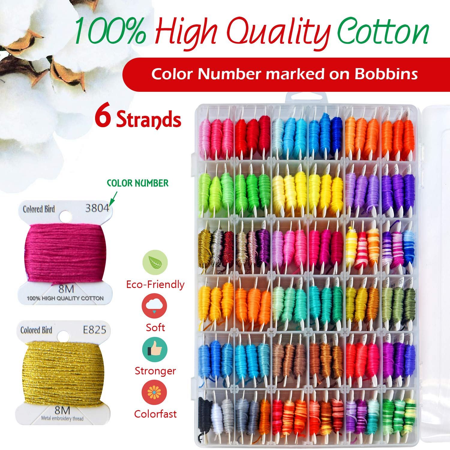 218pcs+ Embroidery Floss Cross Stitch Threads,Bracelet String Kit with Organizer Storage Box-Included 110pcs Friendship Bracelet Craft Floss,100pcs More Cross Stitch Tools Embroidery Kit for beginners