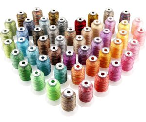 new brothread 50 colors variegated polyester embroidery machine thread kit 500m (550y) each spool for brother janome babylock singer pfaff bernina husqvaran embroidery and sewing machines