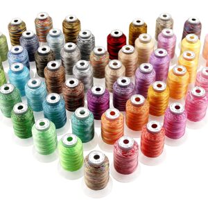 New brothread 50 Colors Variegated Polyester Embroidery Machine Thread Kit 500M (550Y) Each Spool for Brother Janome Babylock Singer Pfaff Bernina Husqvaran Embroidery and Sewing Machines