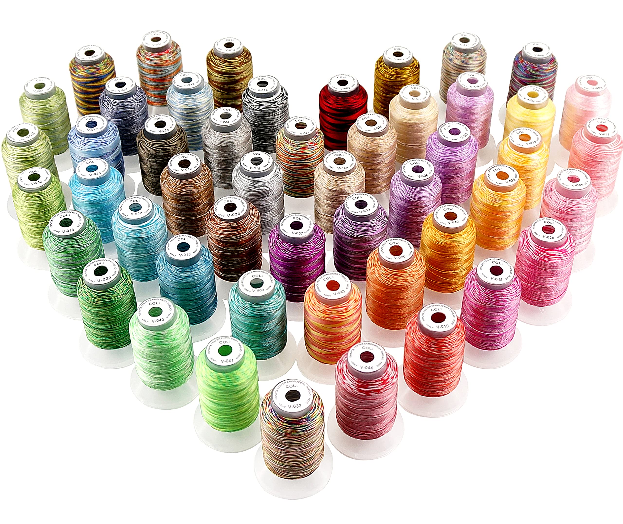 New brothread 50 Colors Variegated Polyester Embroidery Machine Thread Kit 500M (550Y) Each Spool for Brother Janome Babylock Singer Pfaff Bernina Husqvaran Embroidery and Sewing Machines