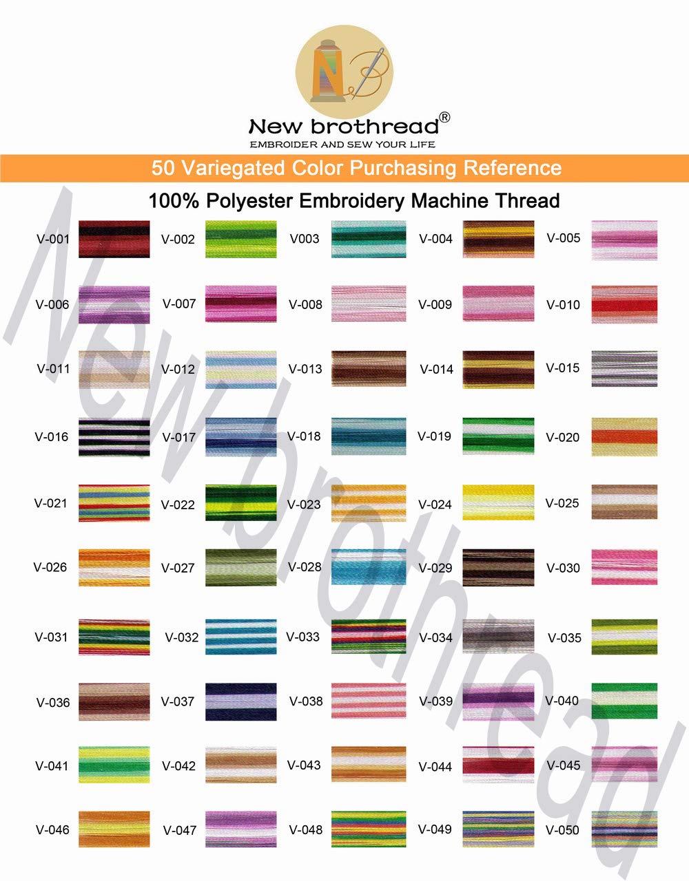 New brothread 50 Colors Variegated Polyester Embroidery Machine Thread Kit 500M (550Y) Each Spool for Brother Janome Babylock Singer Pfaff Bernina Husqvaran Embroidery and Sewing Machines