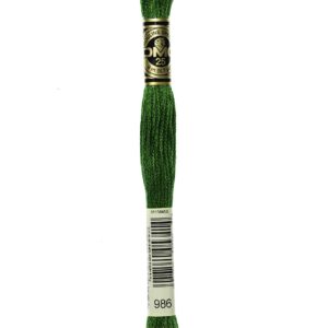 DMC 117-986 6 Strand Embroidery Cotton Floss, Very Dark Forest Green, 8.7-Yard