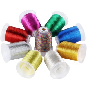 new brothread 9 basic colors metallic embroidery machine thread kit 500m (550y) each spool for computerized embroidery and decorative sewing