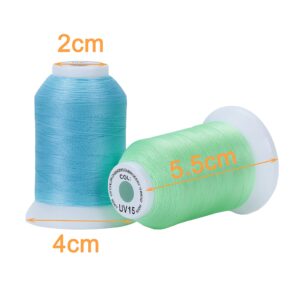 New brothread 8 Spools UV Color Changing Embroidery Machine Thread Kit 30WT 500M(550Y) Each Spool for Embroidery, Quilting, Sewing